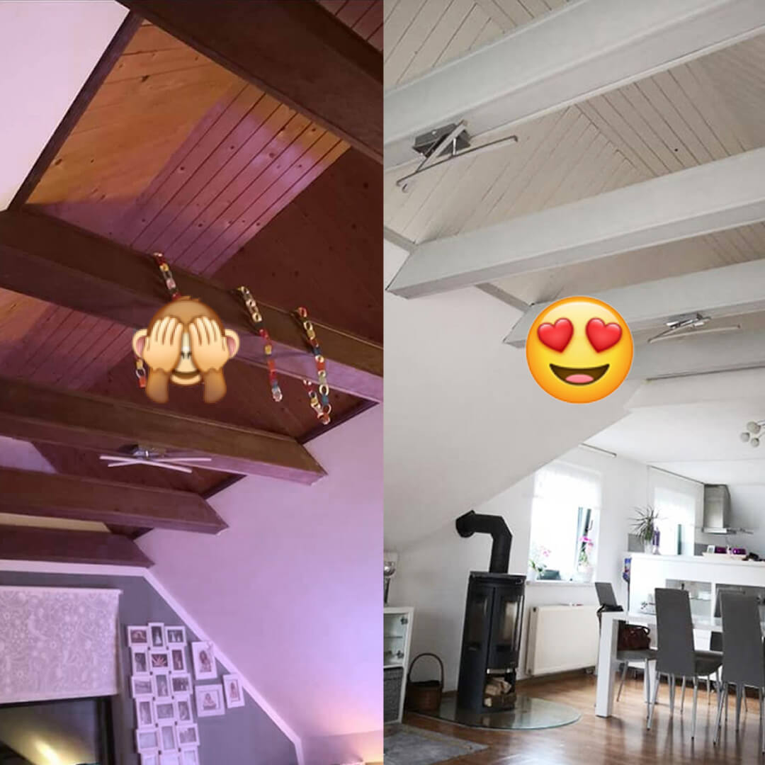 Holzdecke mit Kreidefarbe streichen: Ganz ohne tropfen